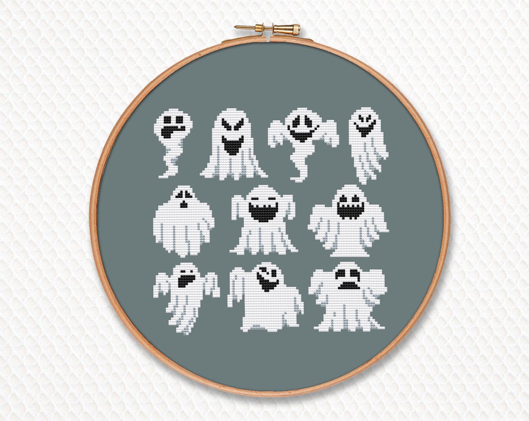Ghost Set Cross Stitch Pattern PDF Instant Download Funny Halloween ...