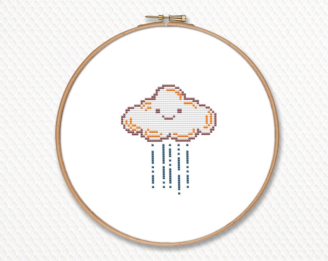 Funny Rain Cloud Cross Stitch Pattern PDF Cute Easy Kawaii for ...