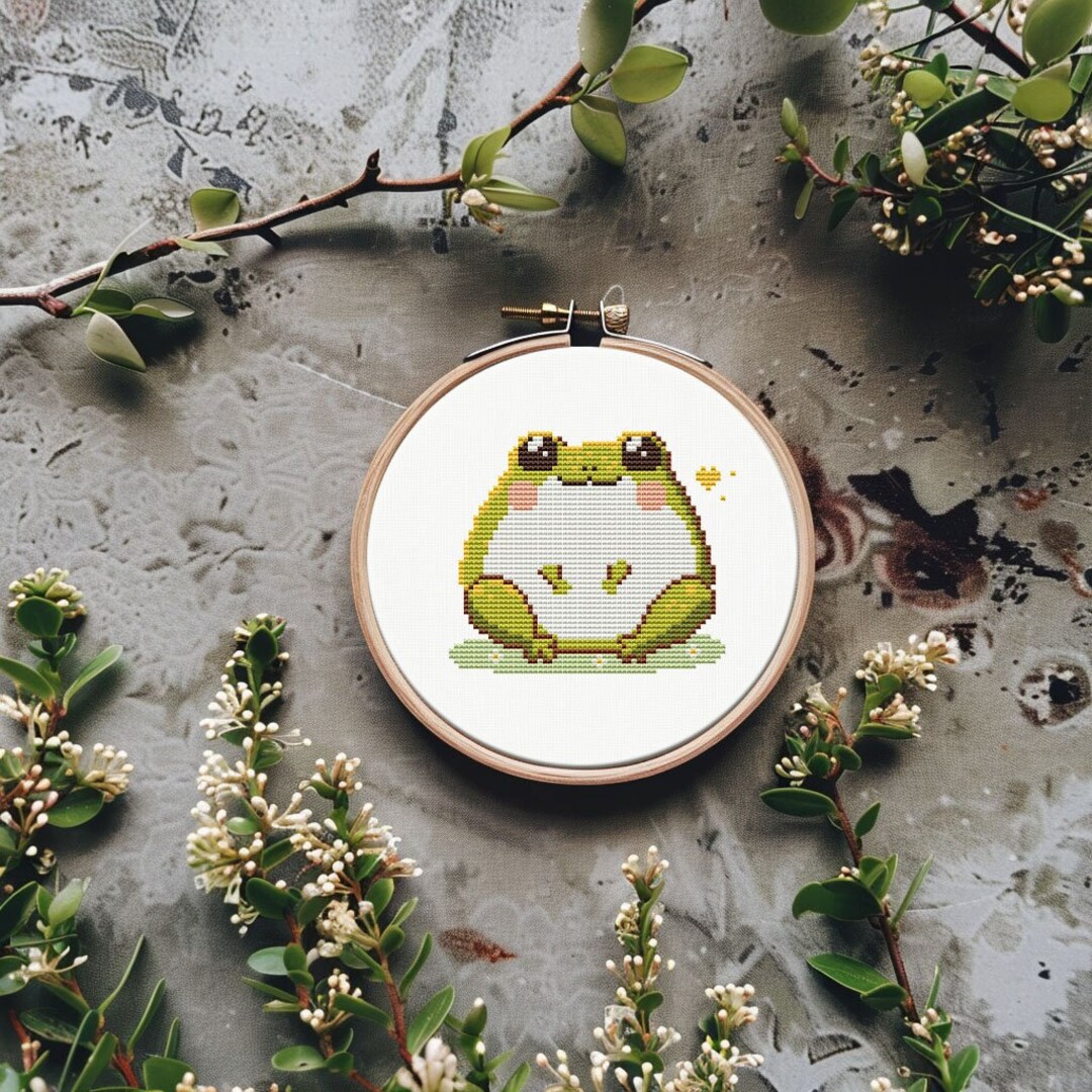 Funny Toad Cross Stitch Pattern PDF - Beginner Embroidery Easy ...
