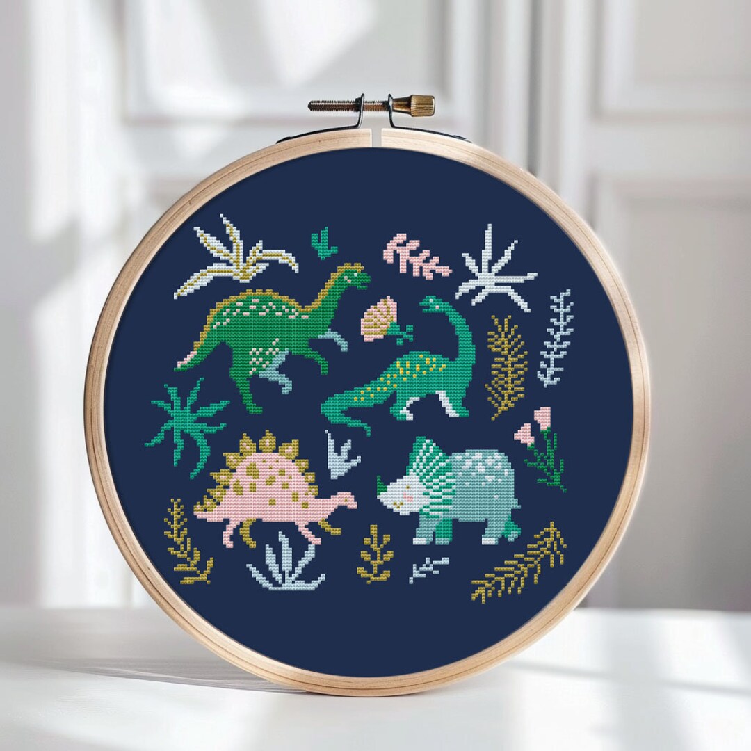 Nursery Dinosaur Cross Stitch Pattern PDF - Instant Download - Dino ...