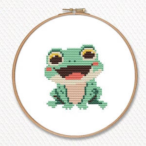 Mini Frog Cross Stitch Pattern PDF - Small Simple Easy Modern Kawaii ...