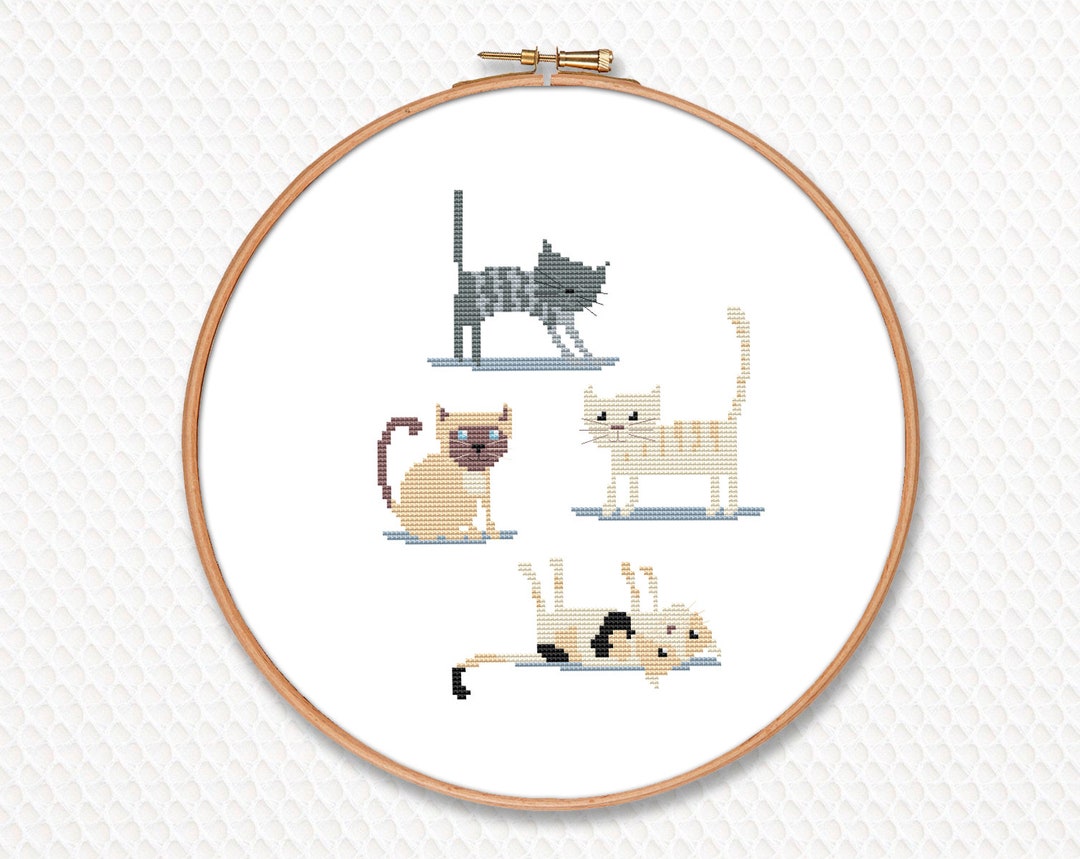 Tiny Cat Cross Stitch Pattern PDF Pet Kitten Cat Embroidery Animal Cute ...