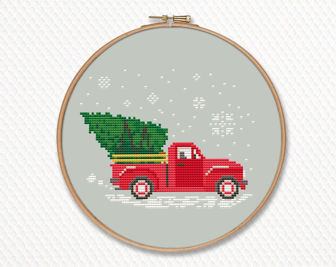 Christmas Truck Cross Stitch Pattern PDF Holiday Gift Winter Snow ...