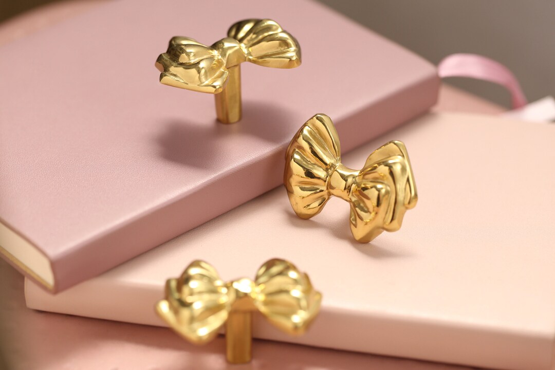 Modern Brass Bow Knobs,bow Knot Drawer Pulls,cabinet Knobs,dresser Door ...