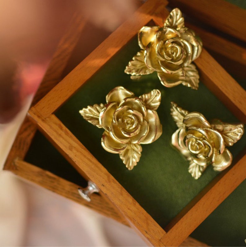 Flower Drawer Pulls Knobs Bedroom Cabinet Knobs Rose Door - Etsy