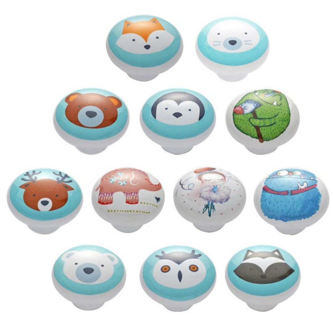 Round Ceramic Drawer Knobs, Kids Bedroom Knobs, Dresser Door Knobs ...