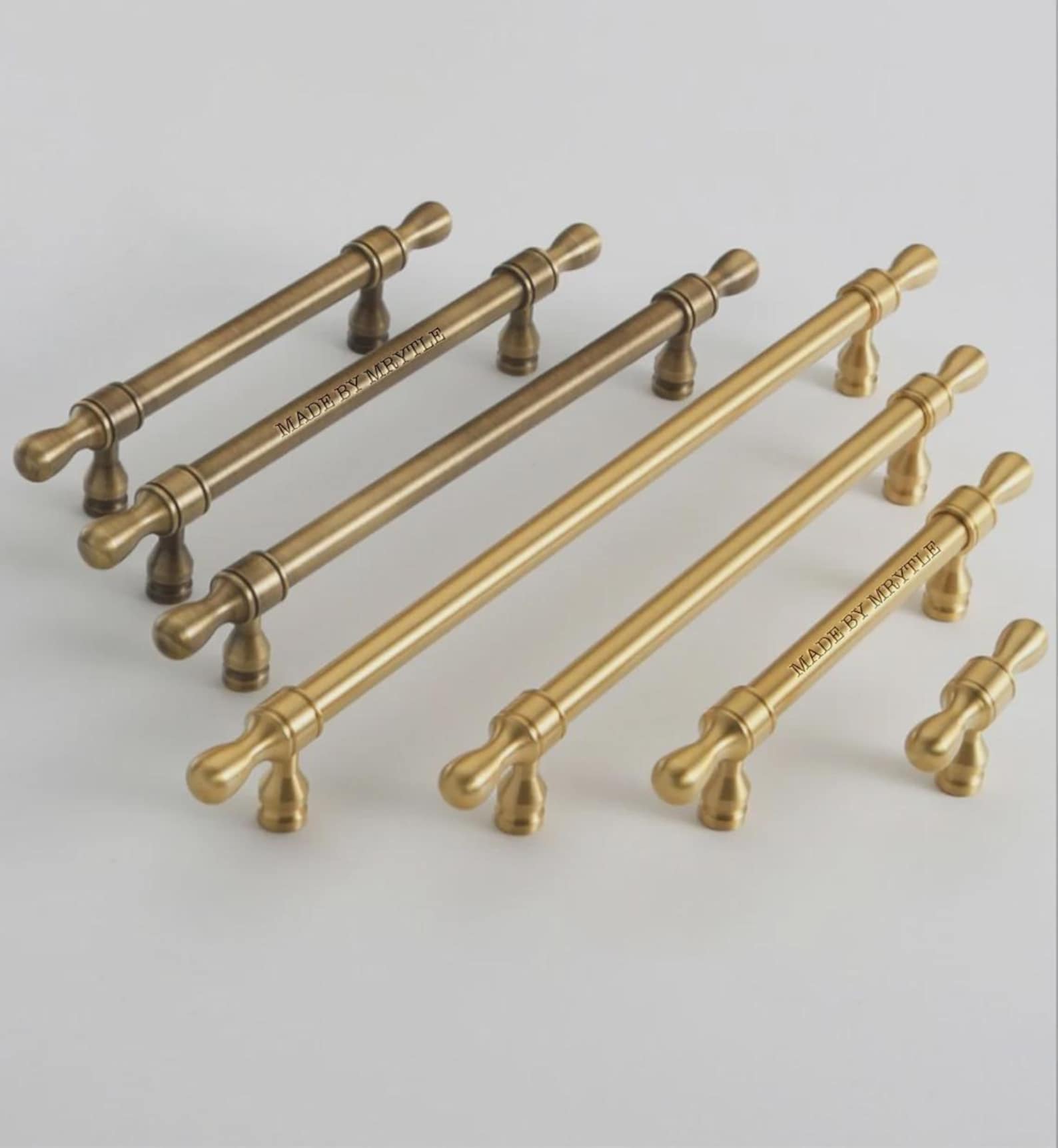 Custom Engraved Antique Brass Retro Cabinet Handles,t Bar Pulls Drawer ...