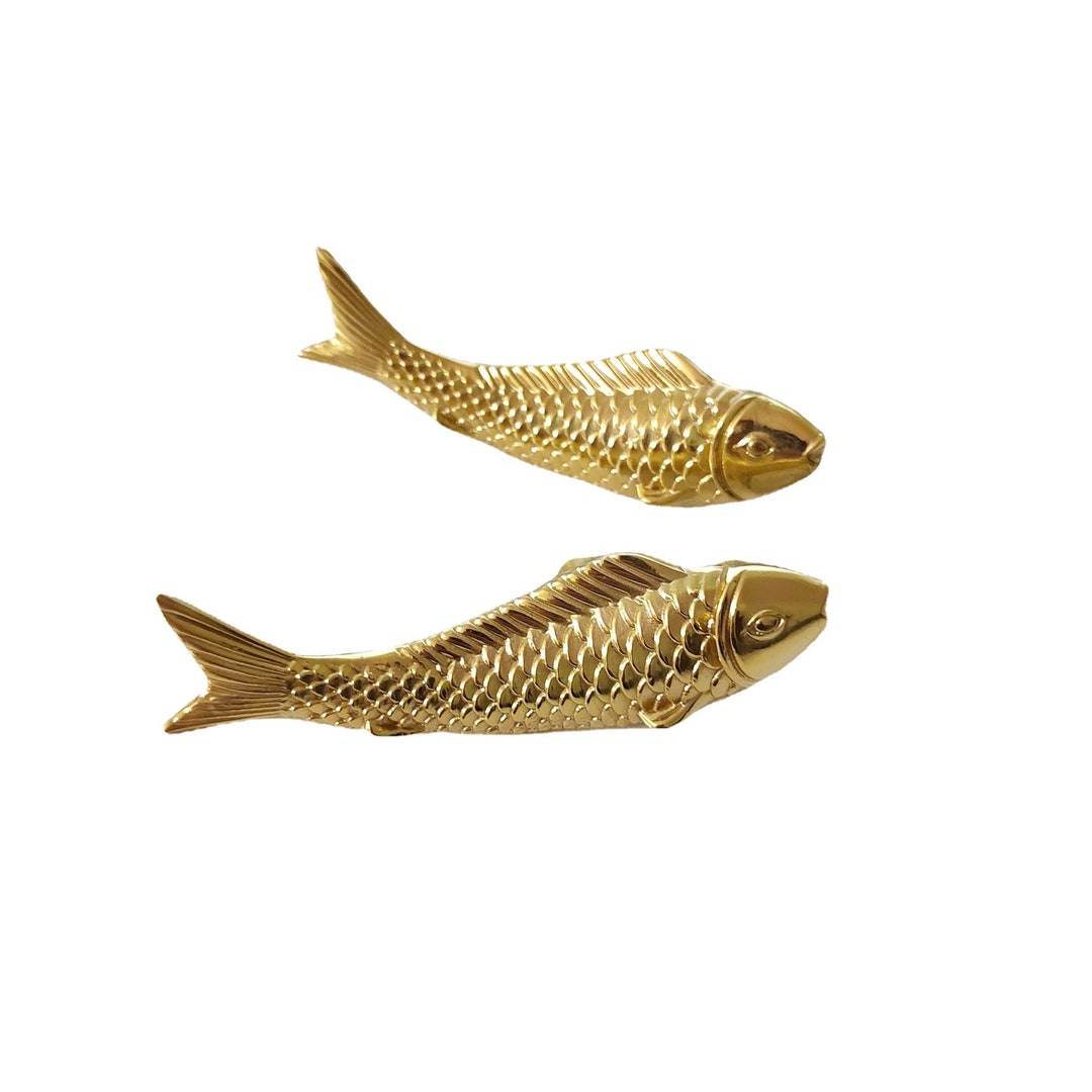 Brass Fish Drawer Pulls Knobs, Cupboard Door Handles, Solid Brass ...