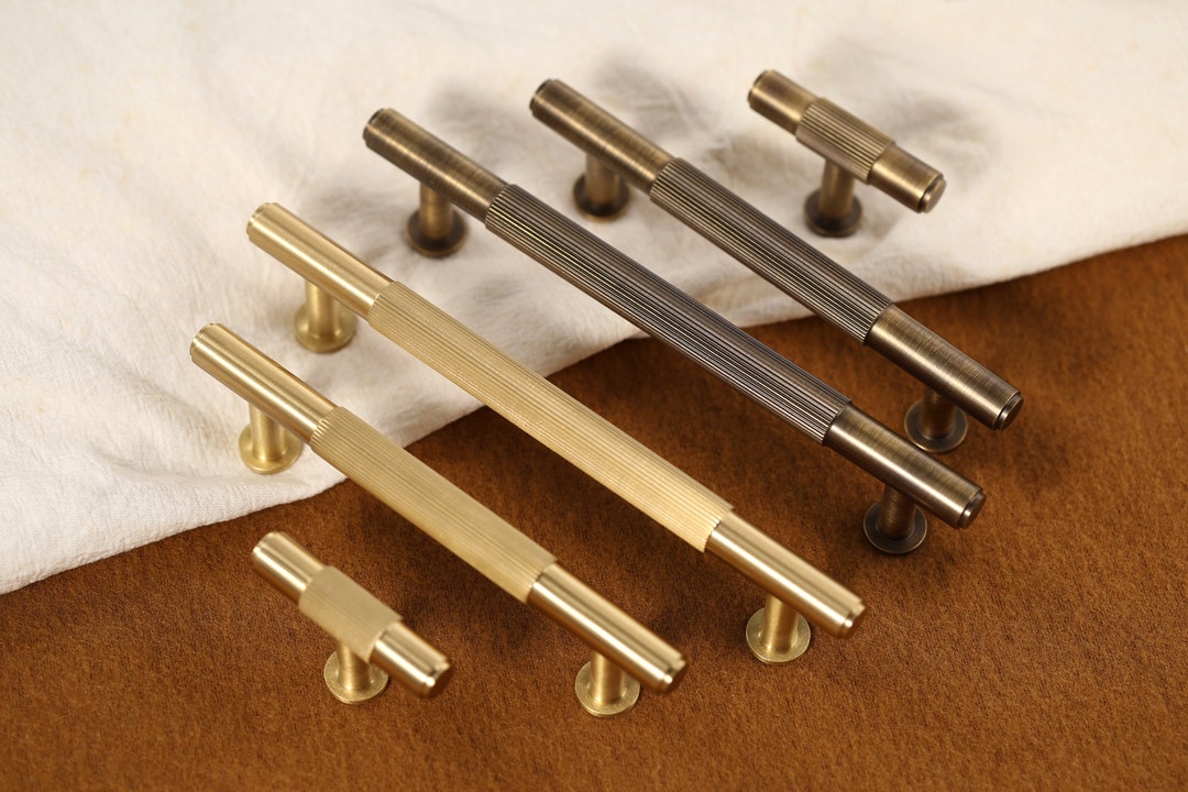 Extra Long Antique Brass Cabinet Handles,t Bar Pulls Drawer Dresser ...