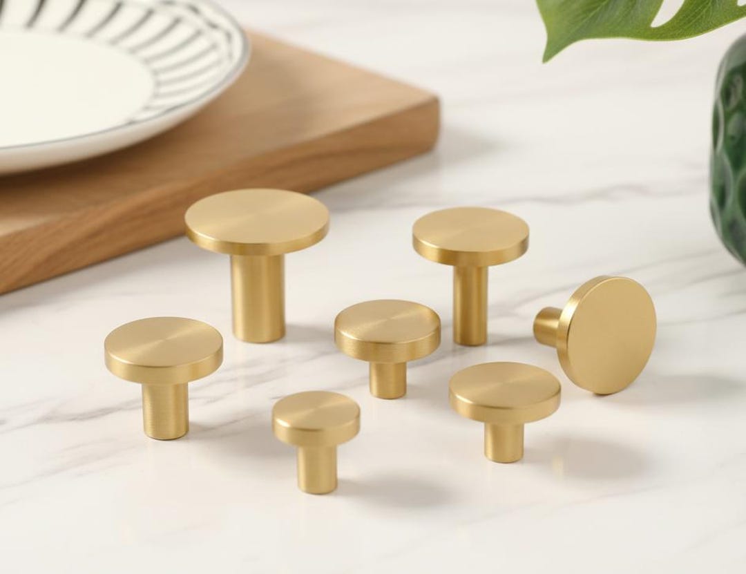 Solid Brass Round Flat Knobs,single Hole Cupboard Handles,custom ...