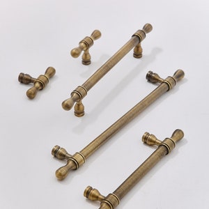Custom Engraved Antique Brass Retro Cabinet Handles,t Bar Pulls Drawer ...