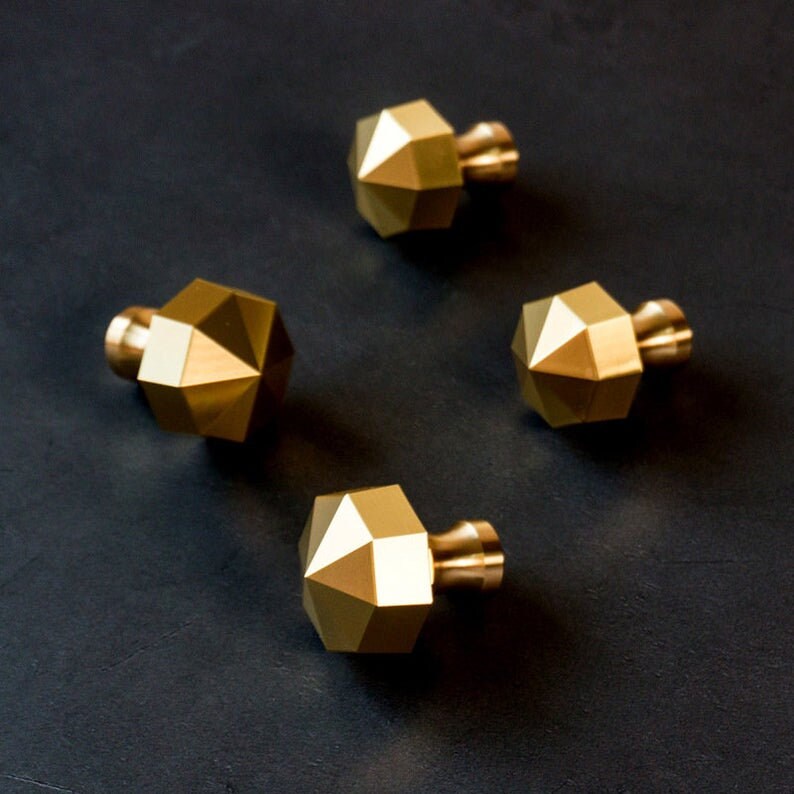 Brass Octagonal Knobs Solid Brass Pulls Knobs Gold Cupboard - Etsy