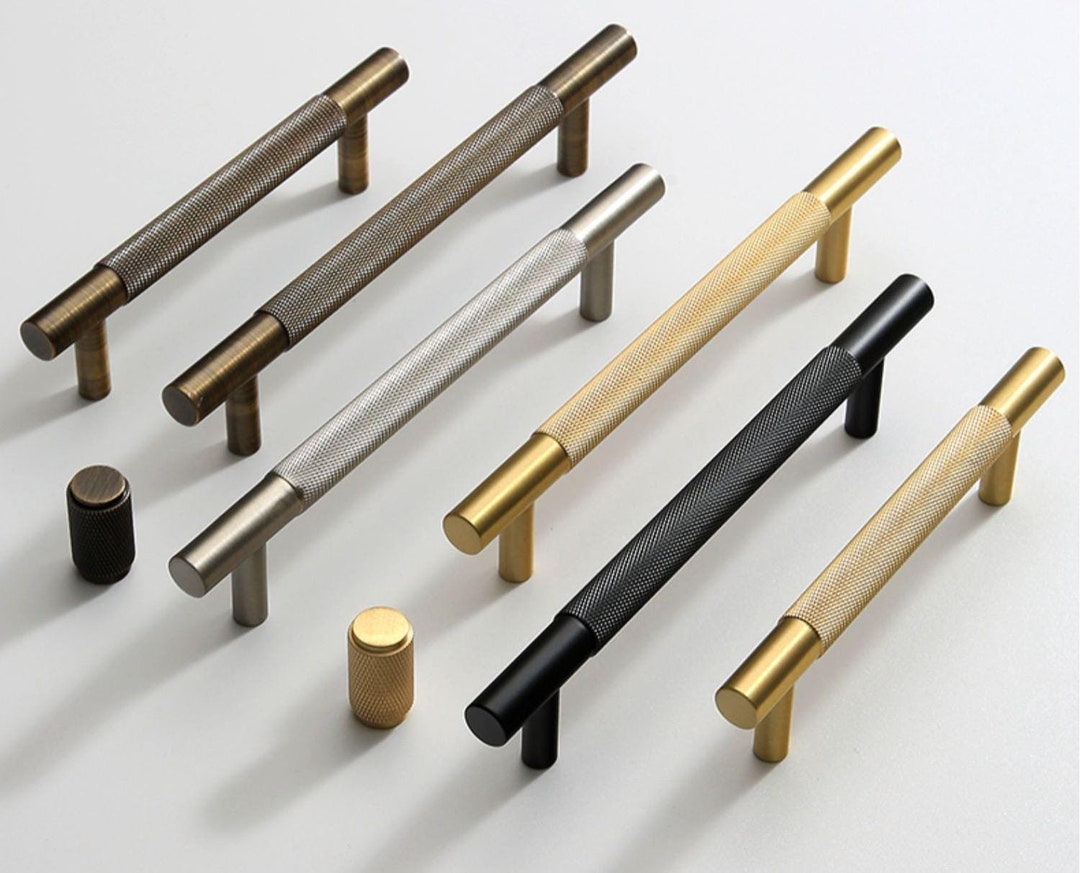 Knurled Bronze Kitchen Handle,t Bar Handles,texture Cabinet Handle,gold ...