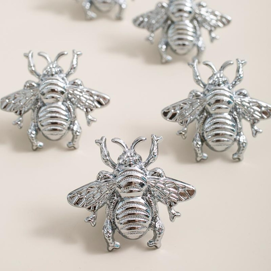 Silver Bee Drawer Pulls Knobs,insect Bee Cupboard Door Handles,solid ...