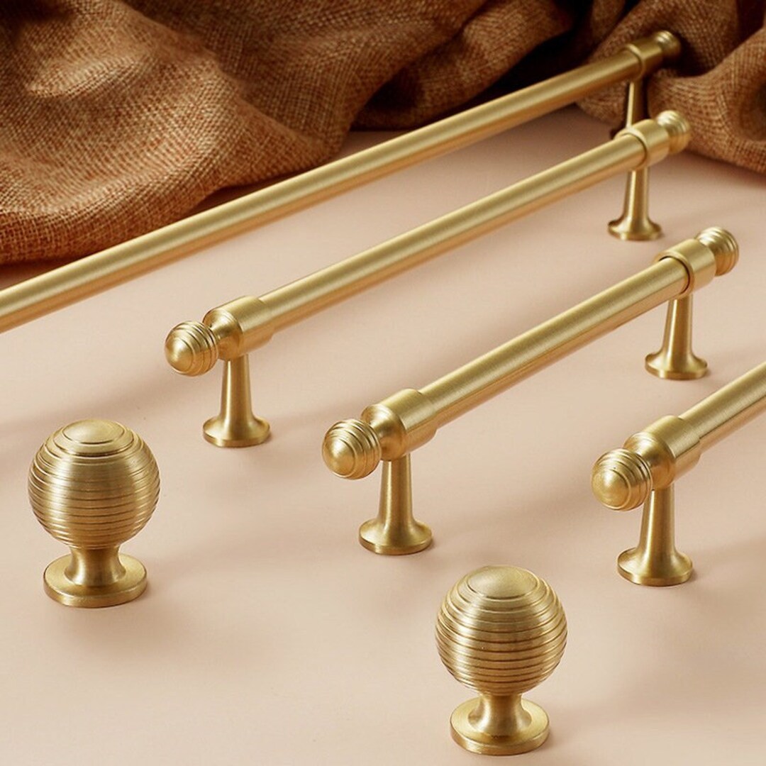 Spiral Round Ball Knobs,solid Brass Long Cabinet Pulls, Cupboard Door Handles,cabinet Dresser ...