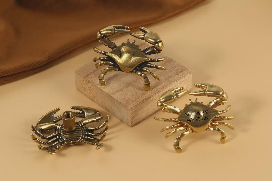 Creative Crab Knobs Handles,solid Brass Crab Cupboard Door Knobs,custom Engraved Cabinet Knobs ...