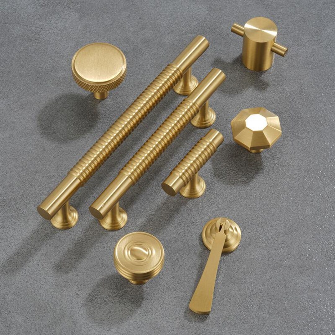 Whorl Solid Brass Cabinet Handles,dresser Round Knobs Drawer T Bar ...