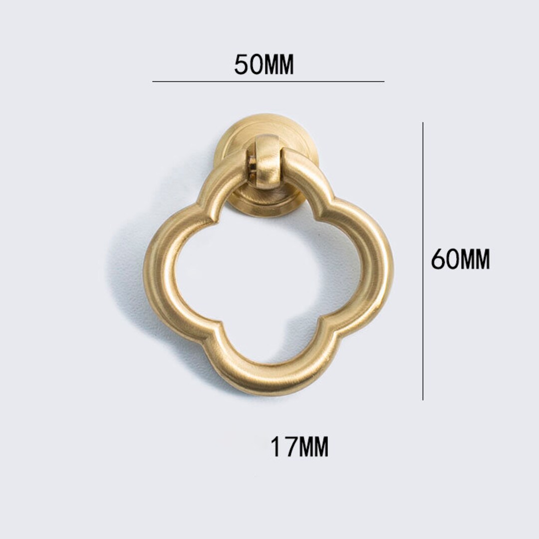 Brass Drop Drawer Pulls Knobs, Flower Shape Cupboard Door Handles ...