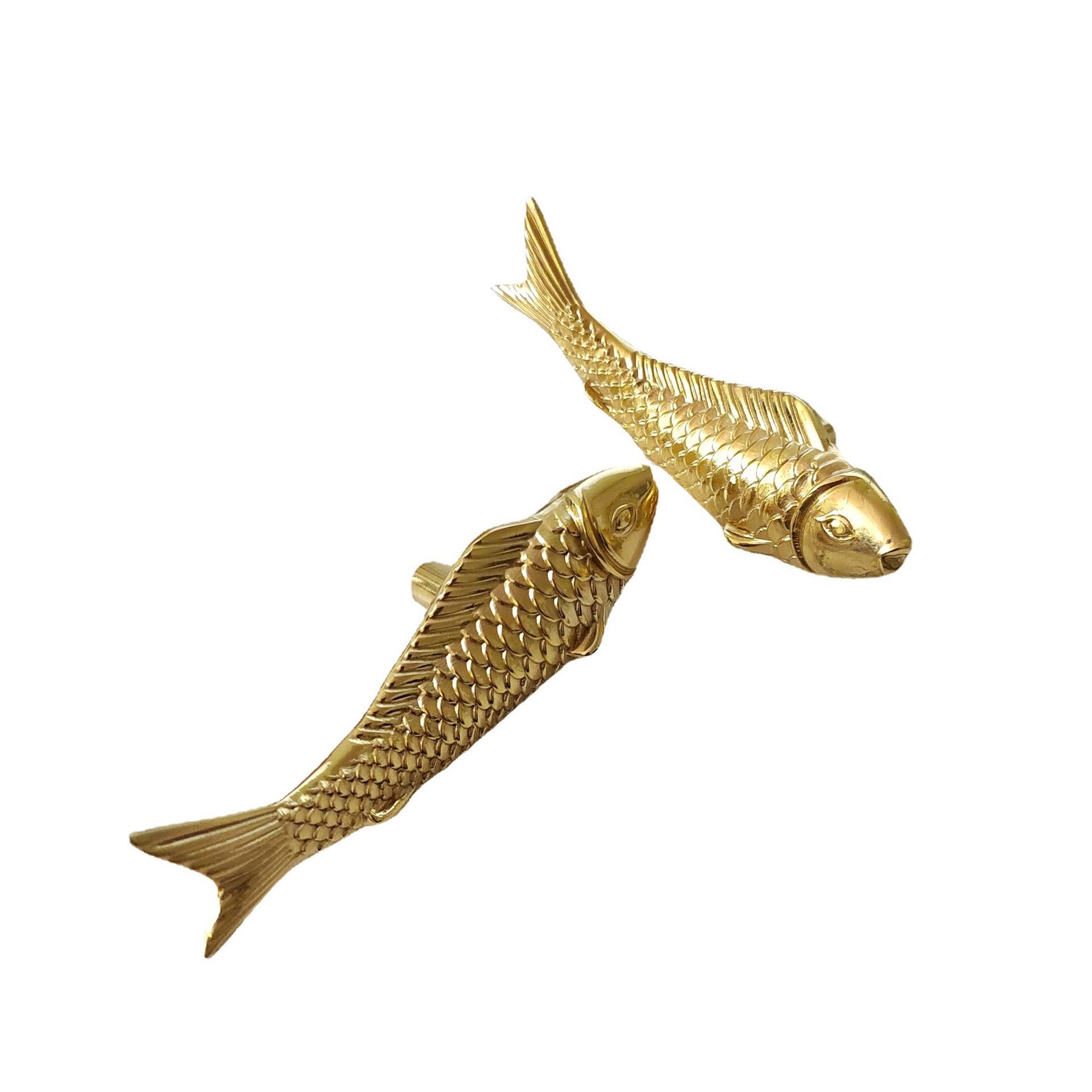 Brass Fish Drawer Pulls Knobs, Cupboard Door Handles, Solid Brass ...