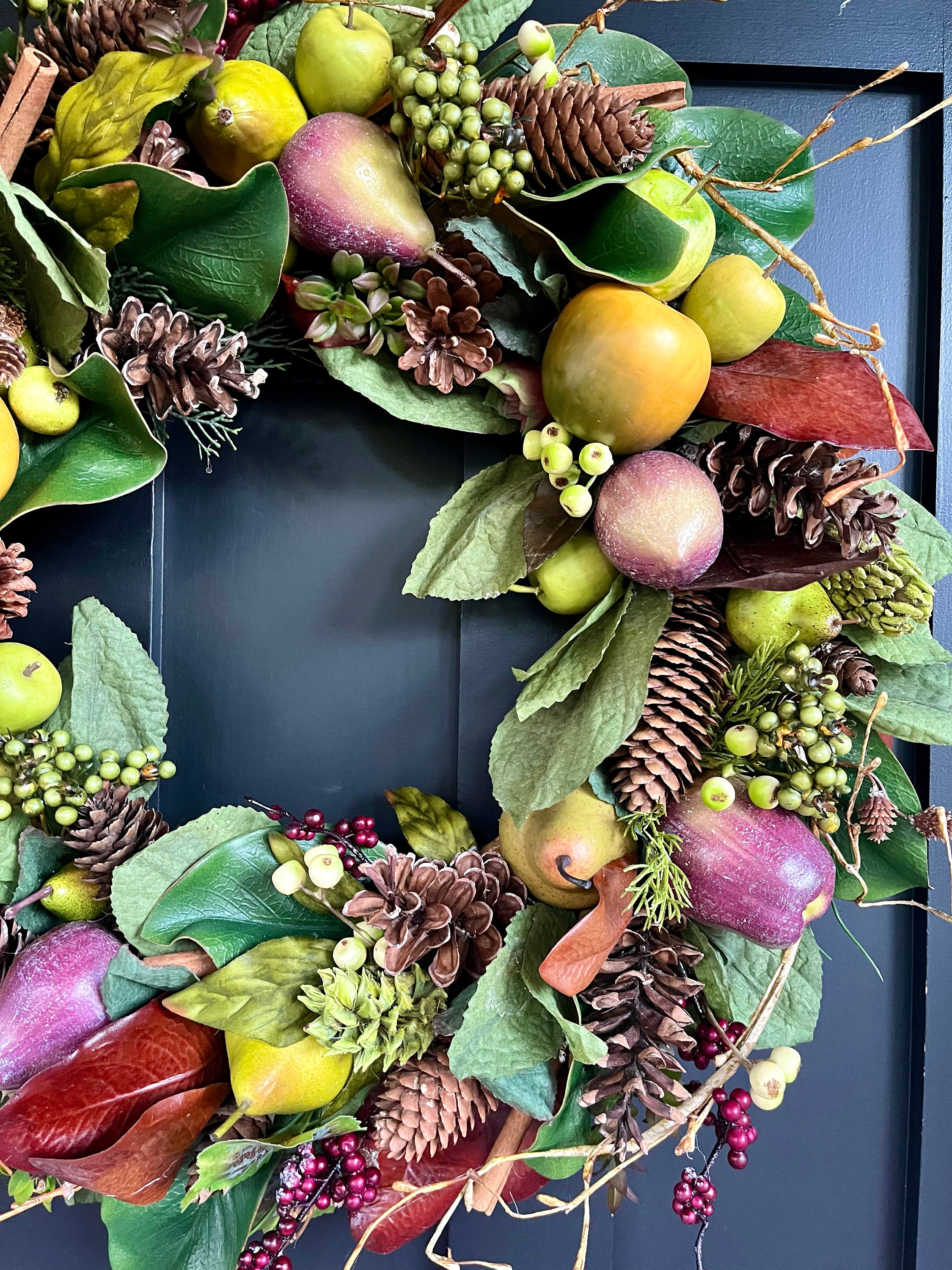 Fall Wreath With Apples and Pears Autumn Fruit Wreath - Etsy