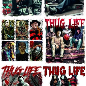 Halloween Thug Life, Thug Life Gang Sheet, Horror Movie Thug Life DTF ...