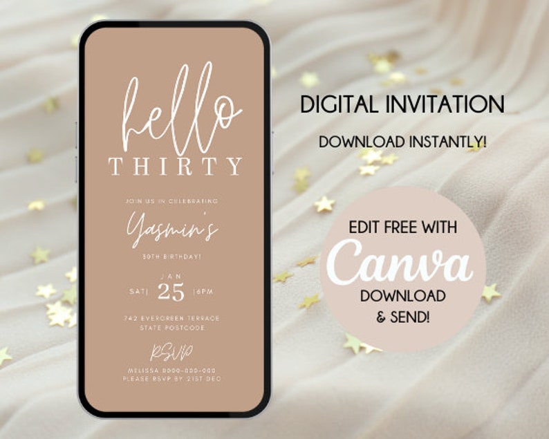 30th Birthday Invitation Canva Editable PDF PNG Jpg File - Etsy
