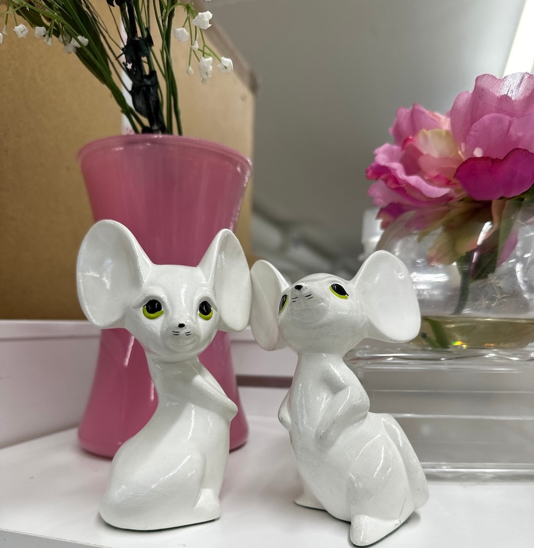 Vintage Pair of Pottery Big Eared Mice - Etsy