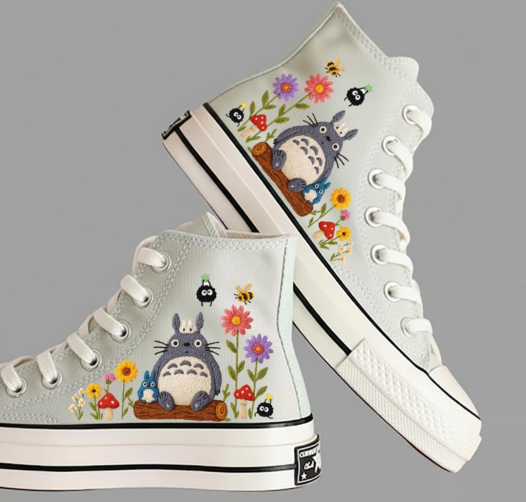 Custom Cartoon Character Embroidered Converse Sneakers, Soot Sprites ...