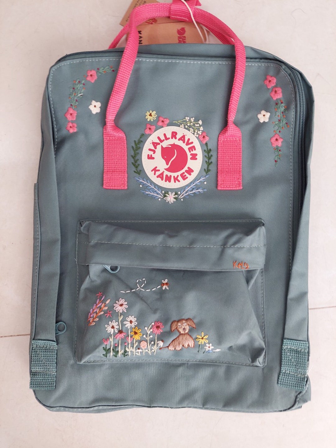 Custom Kanken Backpack Embroidery - Fjallraven Embroidery Daisies and ...