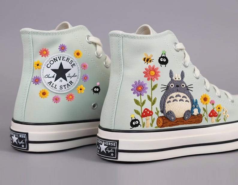 Custom Cartoon Character Embroidered Converse Sneakers, Soot Sprites ...