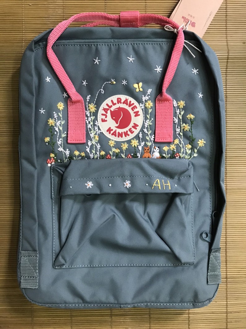 Custom Embroidered Kanken Backpack: Floral Design - Etsy