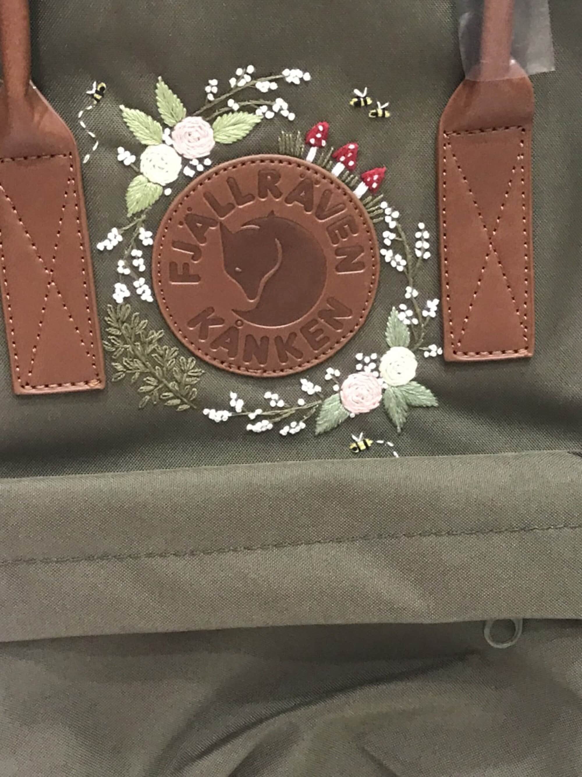 Kanken Embroidered Mushrooms and Flowers - Custom Fjallraven Kanken ...