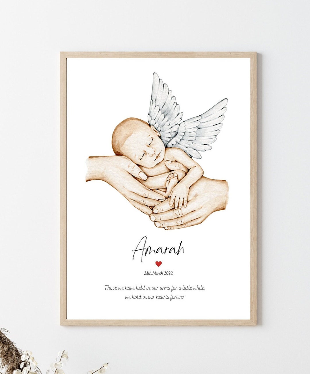 Angel Keepsake Print, Memorial for Baby, Personalised, Miscarriage ...