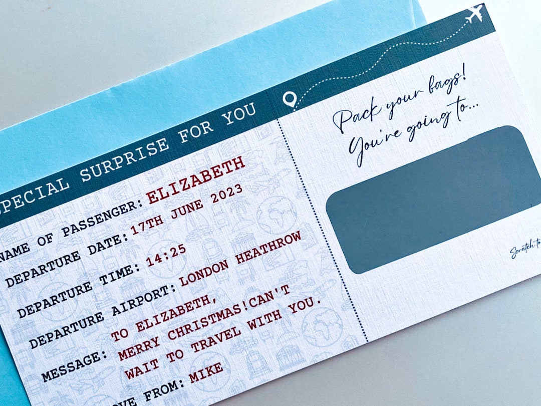 Personalised Boarding Pass, Suprise Scratch Card, Scratch Card, Travel ...