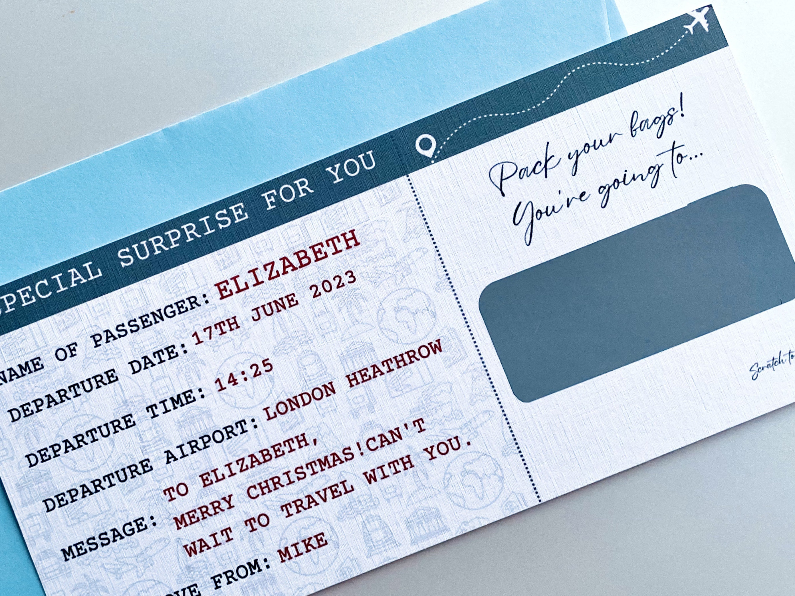 Personalised Boarding Pass Suprise Scratch Card Scratch - Etsy UK