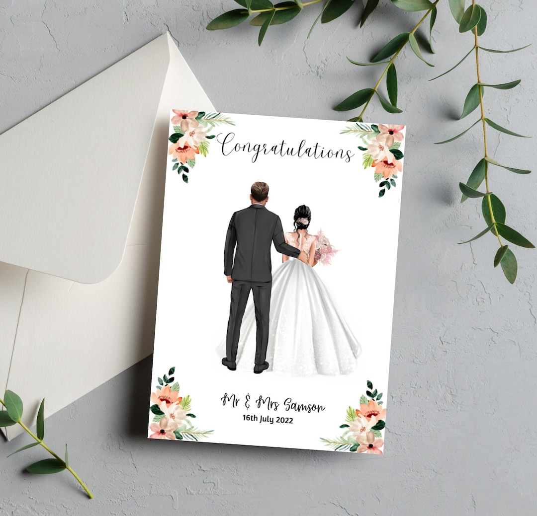 Custom Wedding Card, Wedding Card, Personalised Wedding Card, Couple ...