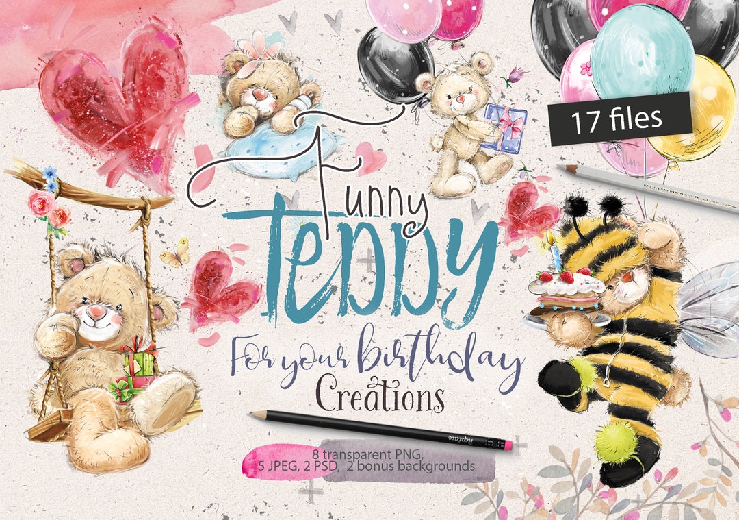 Funny Teddies Clip Art Teddy Bear-valentine - Etsy