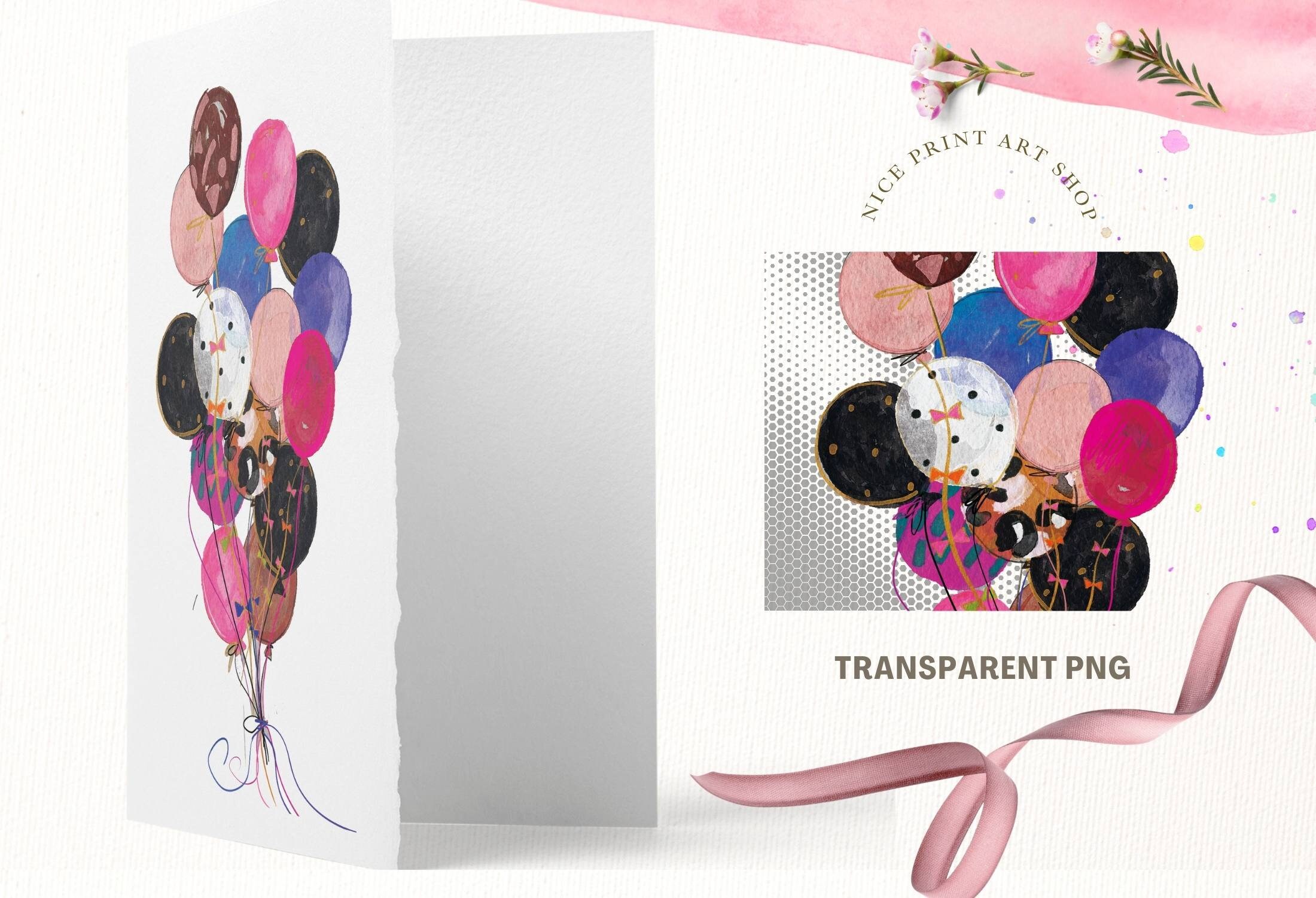 Funny Balloons clip Art-birthday Greeting Card - Etsy