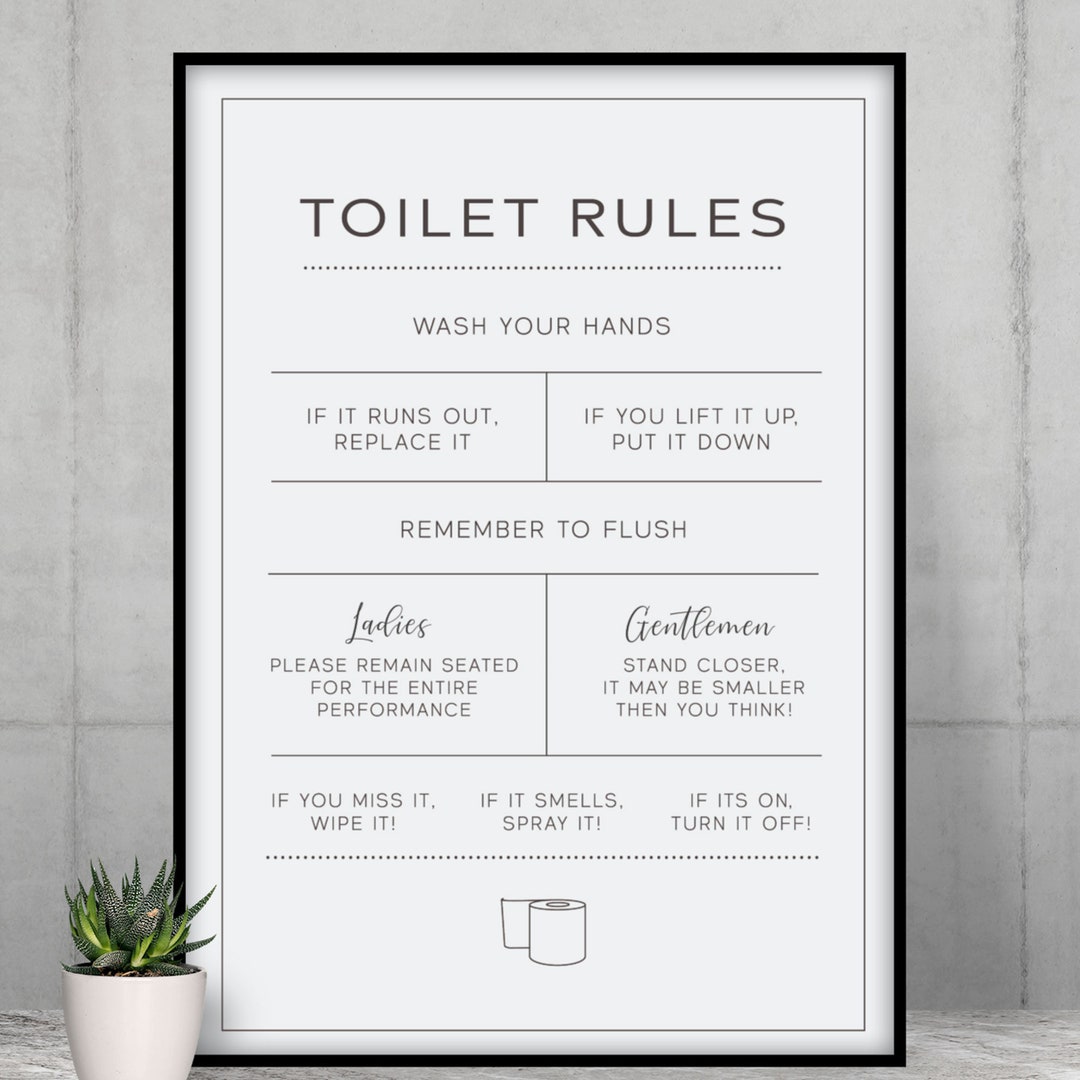 Toilet Rules Sign Loo Decor WC Poster Bathroom Wall Art - Etsy Canada
