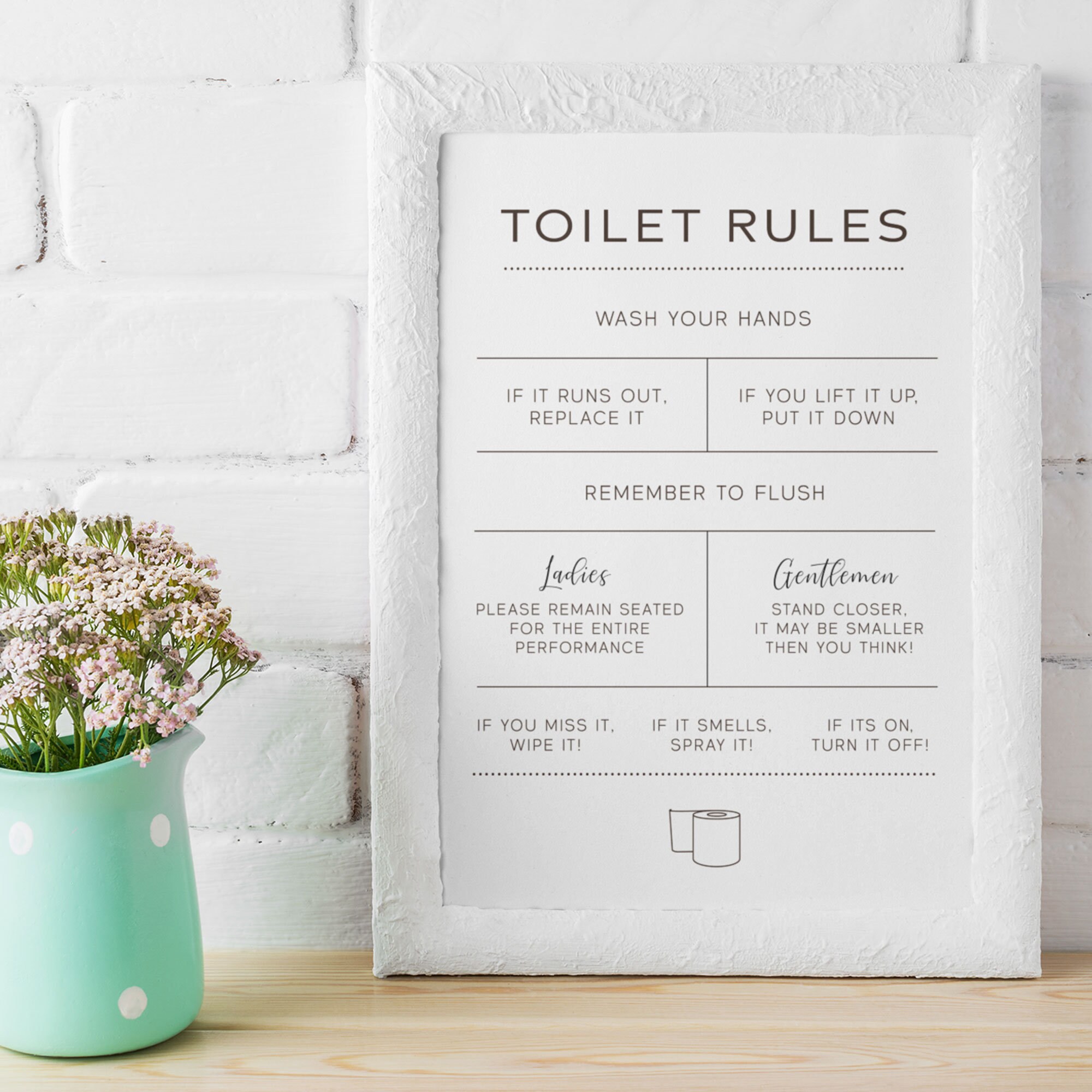 Toilet Rules Sign Loo Decor WC Poster Bathroom Wall Art - Etsy Canada