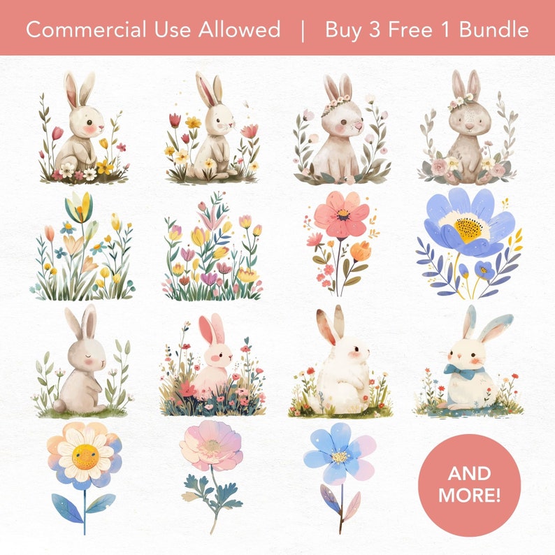 Bunny Garden PNG, Cute Rabbit Clipart, Floral Bunny Garden Flag ...