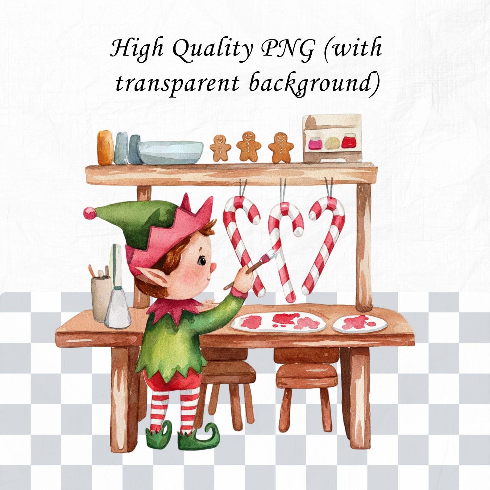 Santa's Little Helpers Clipart, Christmas Elf PNG, Cute Watercolor ...