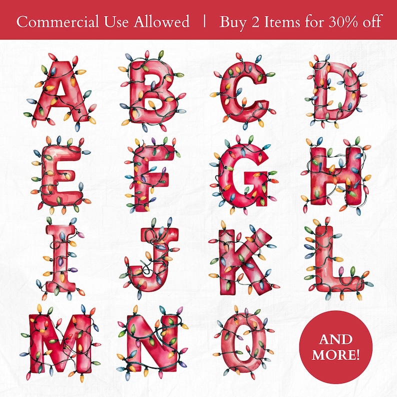 Doodle Alphabet Christmas Lights PNG, Red Christmas Alphabets Clipart ...