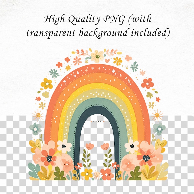 Summer Rainbow Clipart, Watercolor Rainbow PNG, Summer PNG, Boho ...