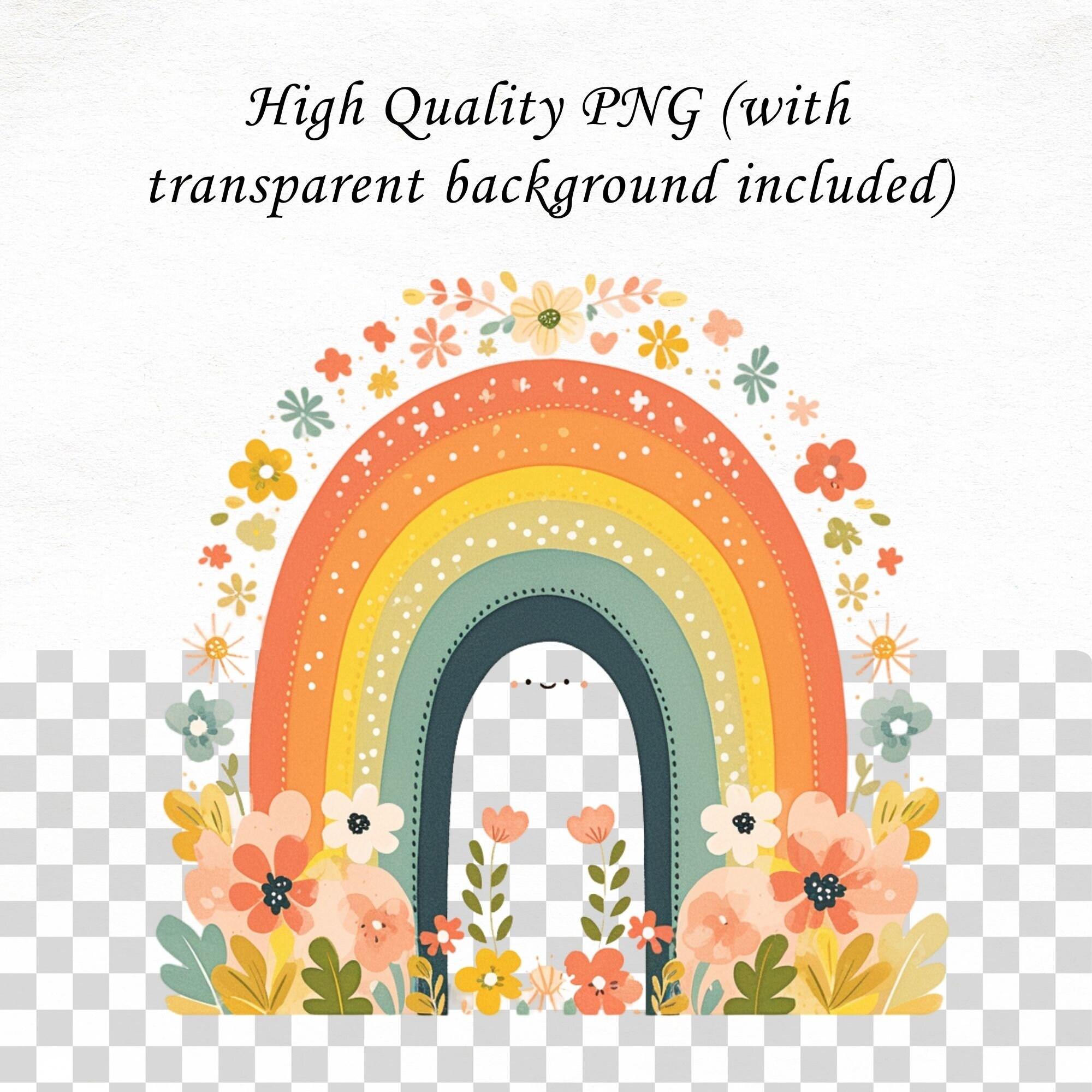 Summer Rainbow Clipart, Watercolor Rainbow PNG, Summer PNG, Boho ...