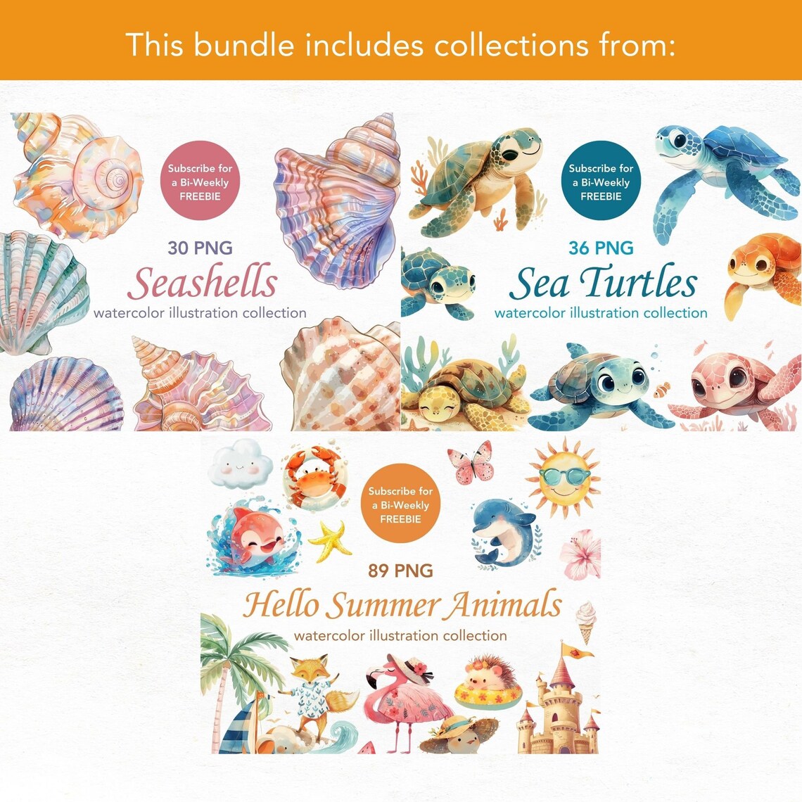 MEGA Summer Animal Clipart Bundle, Summer Animals PNG, Hello Summer PNG ...