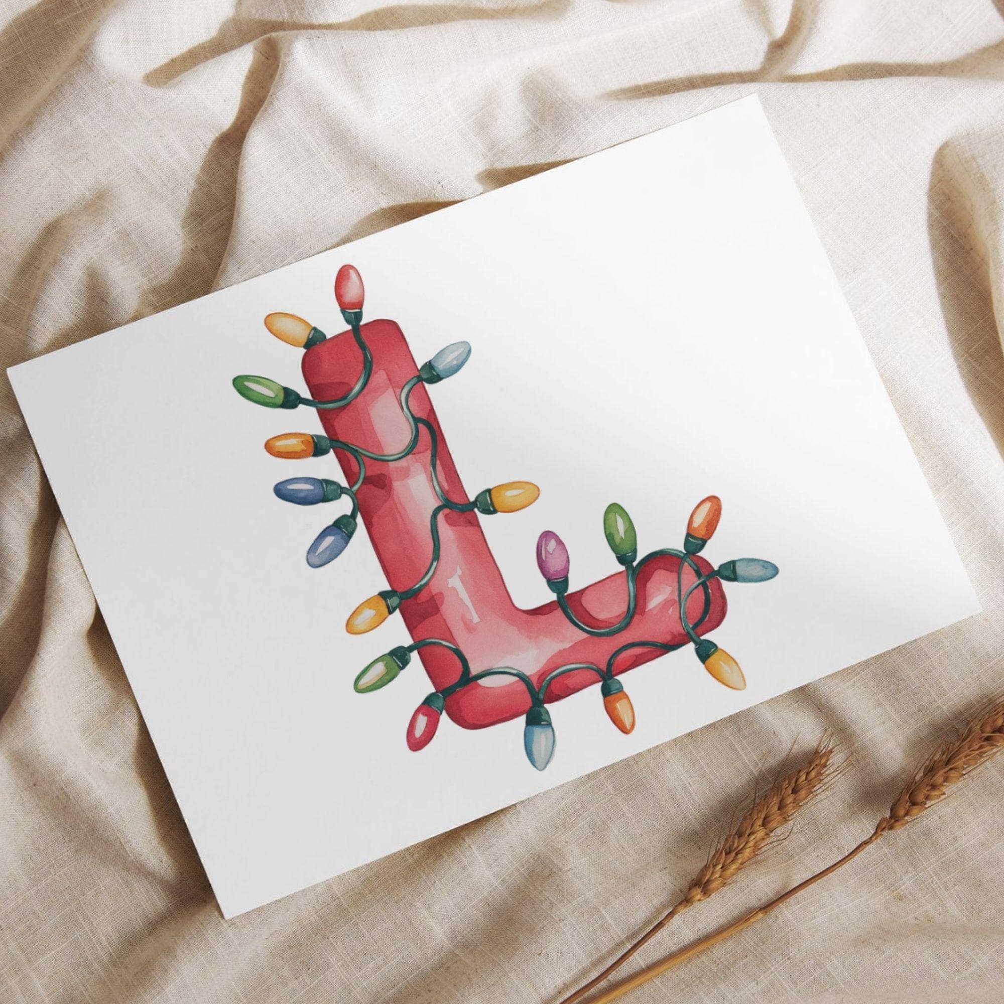 Doodle Alphabet Christmas Lights PNG, Red Christmas Alphabets Clipart ...