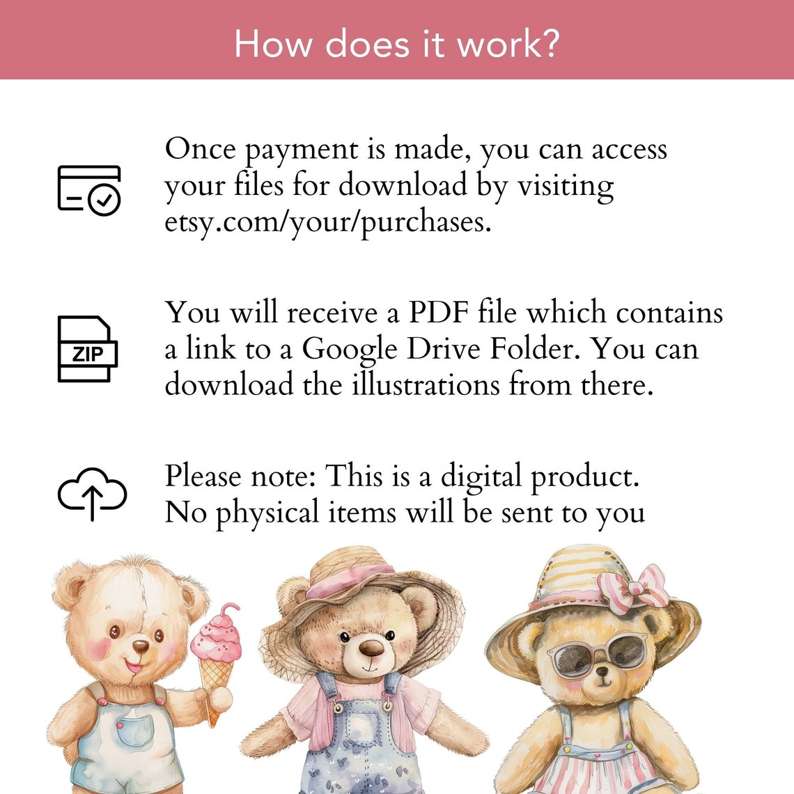 Summer Teddy Bear PNG Bundle, Summer PNG, Cute Bear Clipart, Watercolor ...