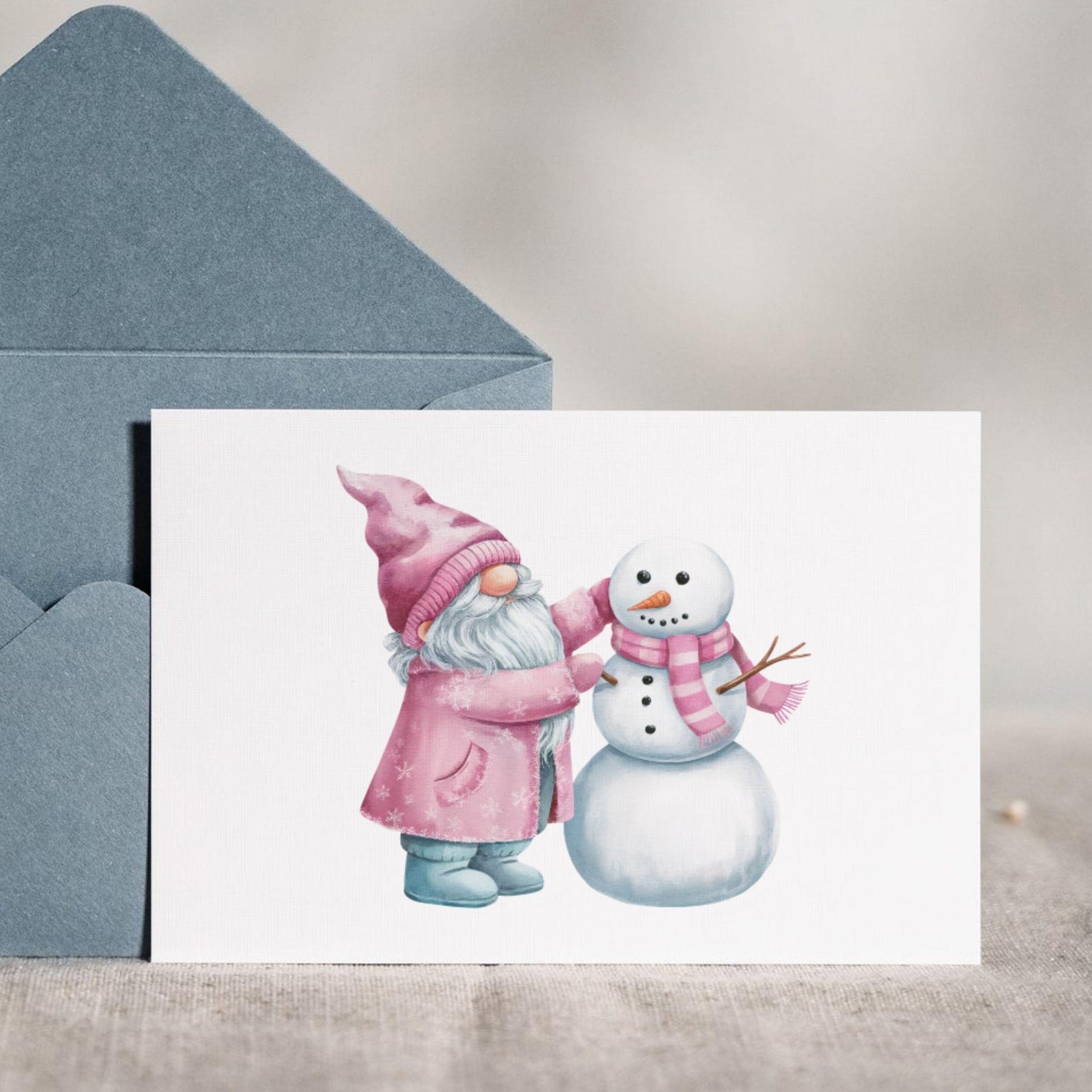 Watercolor Pink Christmas Gnome Clipart Bundle, Cute Pink Festive ...