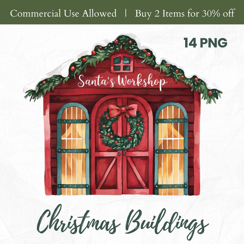 Santas Workshop Clipart - Etsy